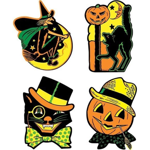 Beistle | Holiday | Beistle 4 Piece Retro Vintage Happy Halloween Cut ...